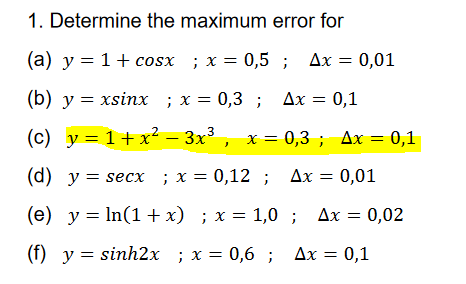 Solved 1. Determine the maximum error for (a) | Chegg.com
