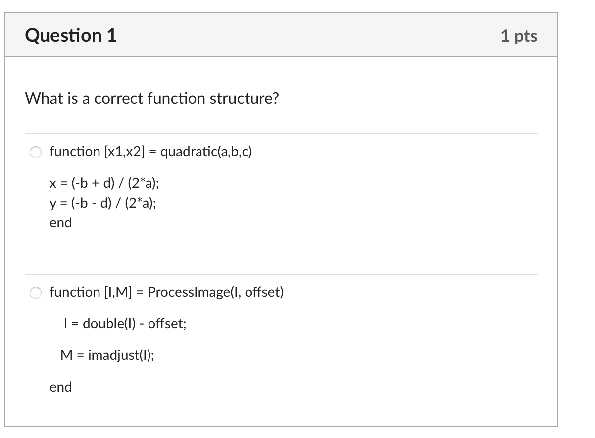 Solved What is a correct function structure? function | Chegg.com