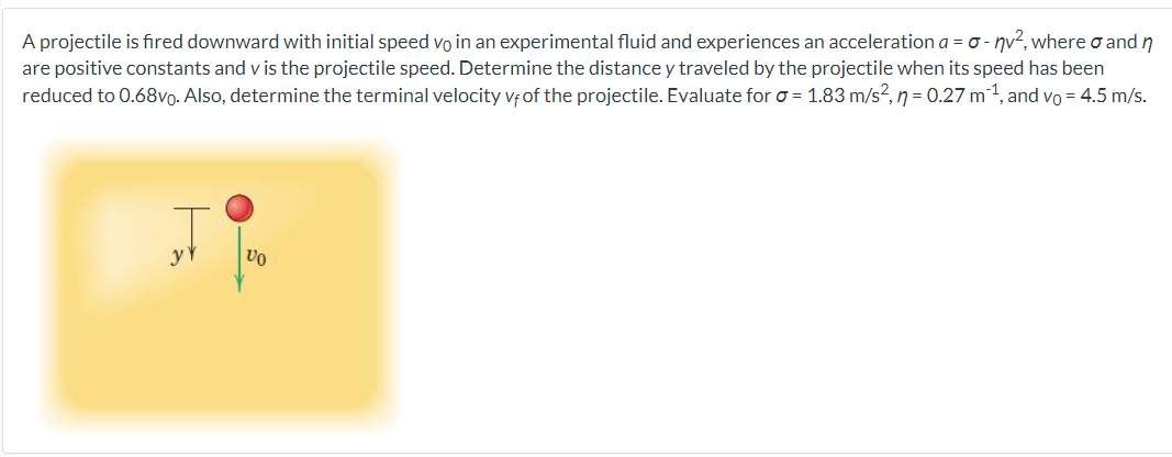 Solved A projectile is fired downward with initial speed v0 | Chegg.com