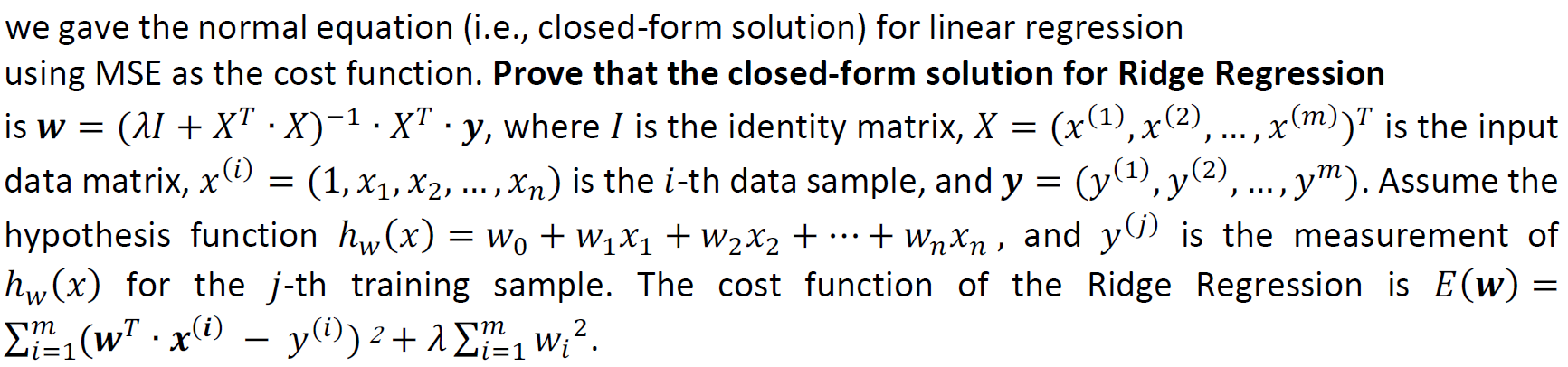 Solved we gave the normal equation (i.e., closed-form | Chegg.com
