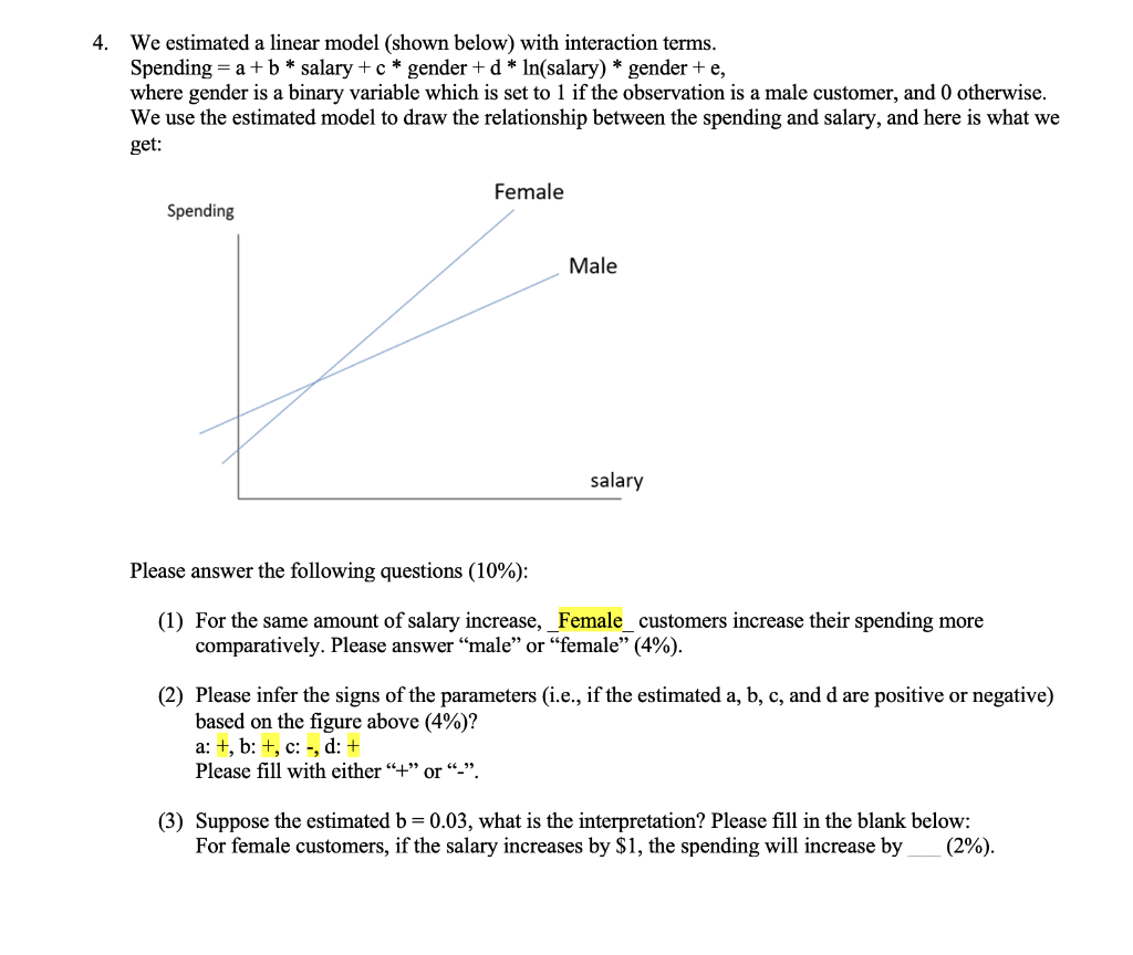 Solved We estimated a linear model (shown below) with | Chegg.com