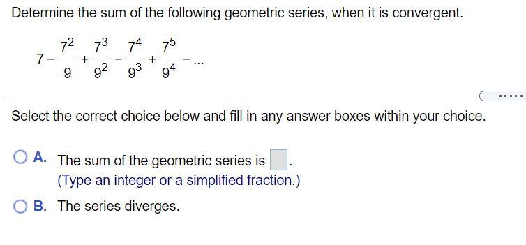 Solved Determine the sum of the following geometric series | Chegg.com