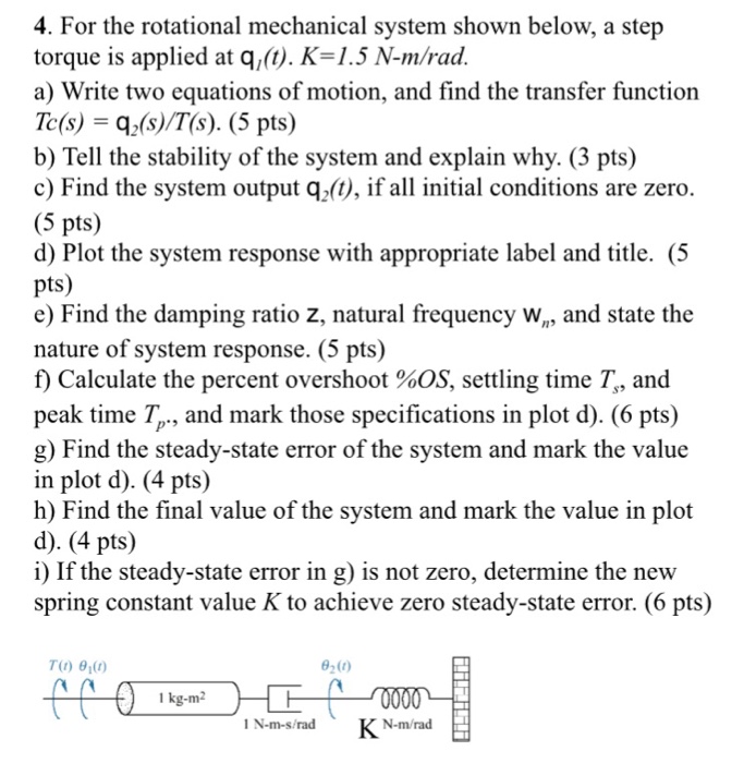 Solved For the rotational mechanical system shown below, a | Chegg.com