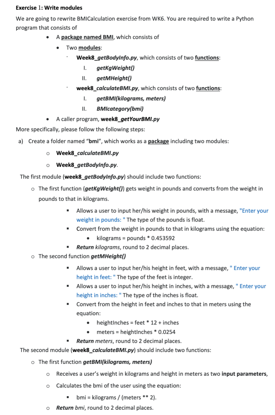 Solved Exercise 1: Write modules We are going to rewrite | Chegg.com