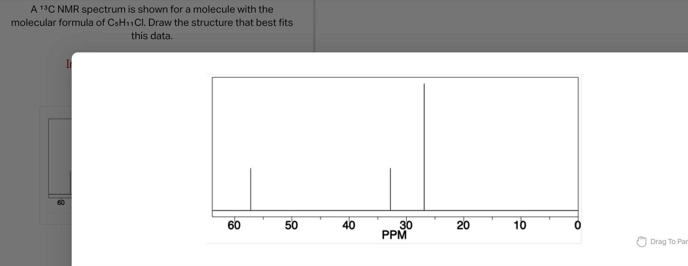 Solved A 13CNMR Spectrum is shown for a molecule with a | Chegg.com