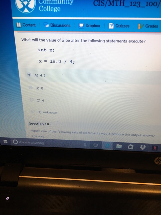 Solved What will the value of x be after the following | Chegg.com