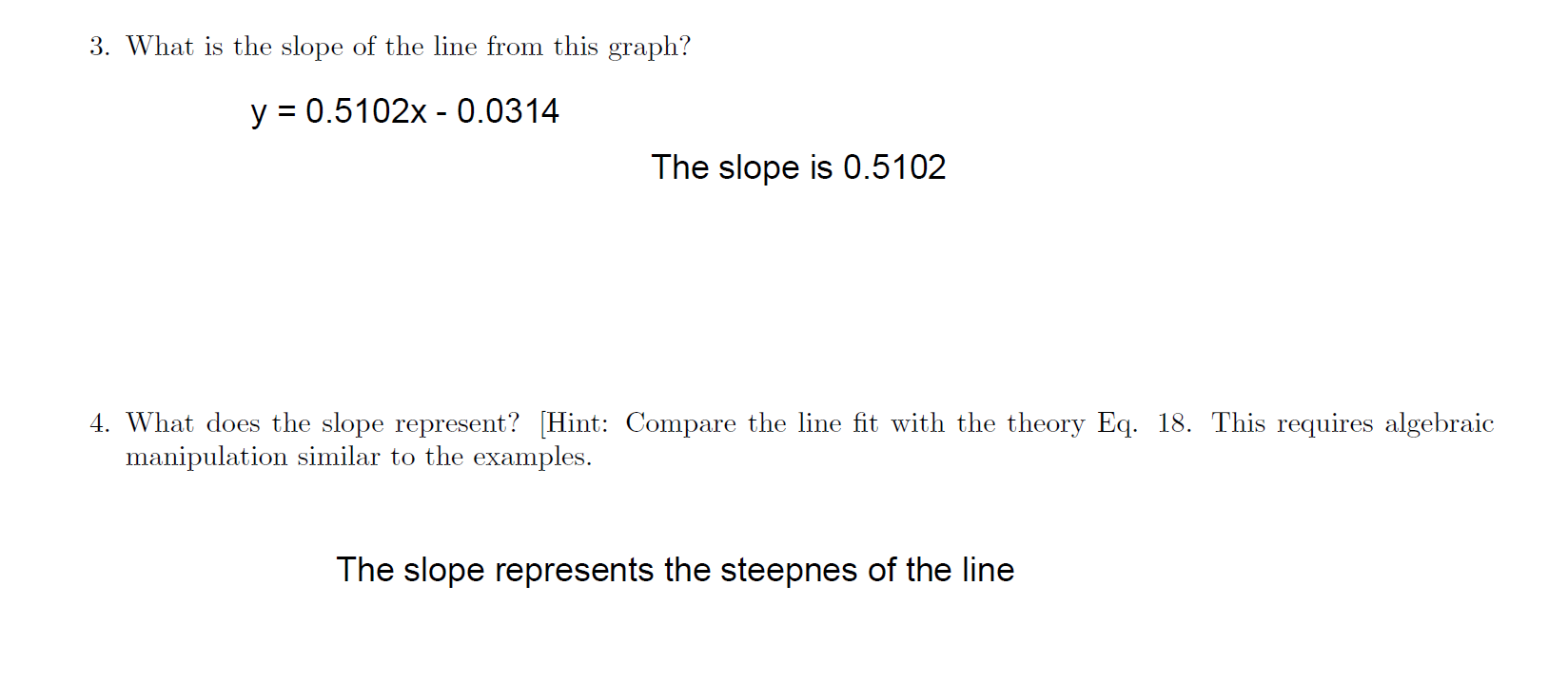 Solved 3. What is the slope of the line from this graph? y = | Chegg.com