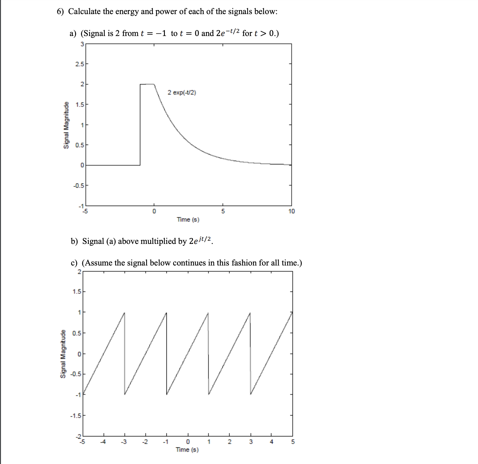 Calculate the energy and power of each of the signals | Chegg.com