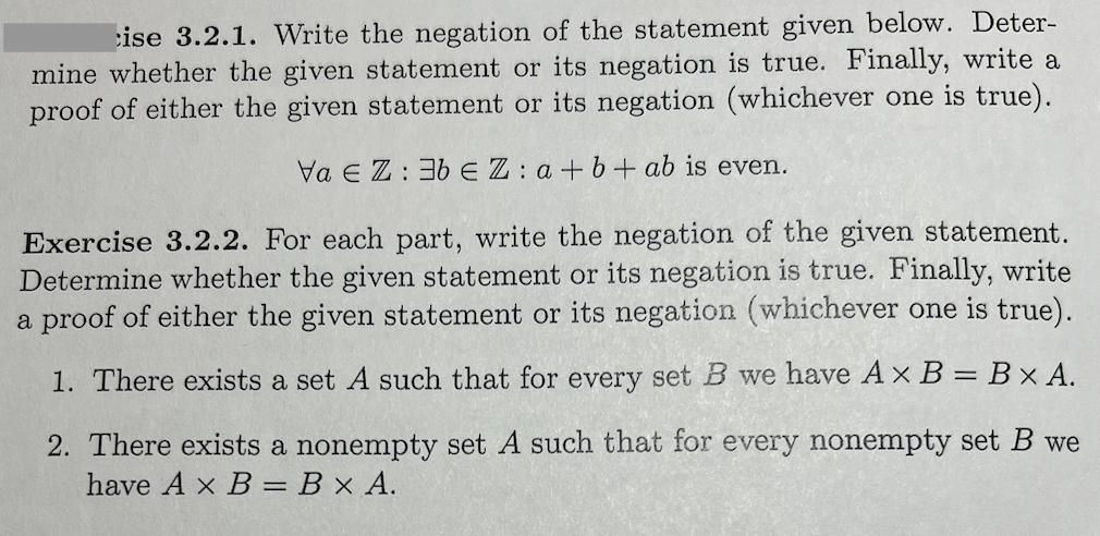 Solved Lise 3.2.1. Write the negation of the statement given | Chegg.com