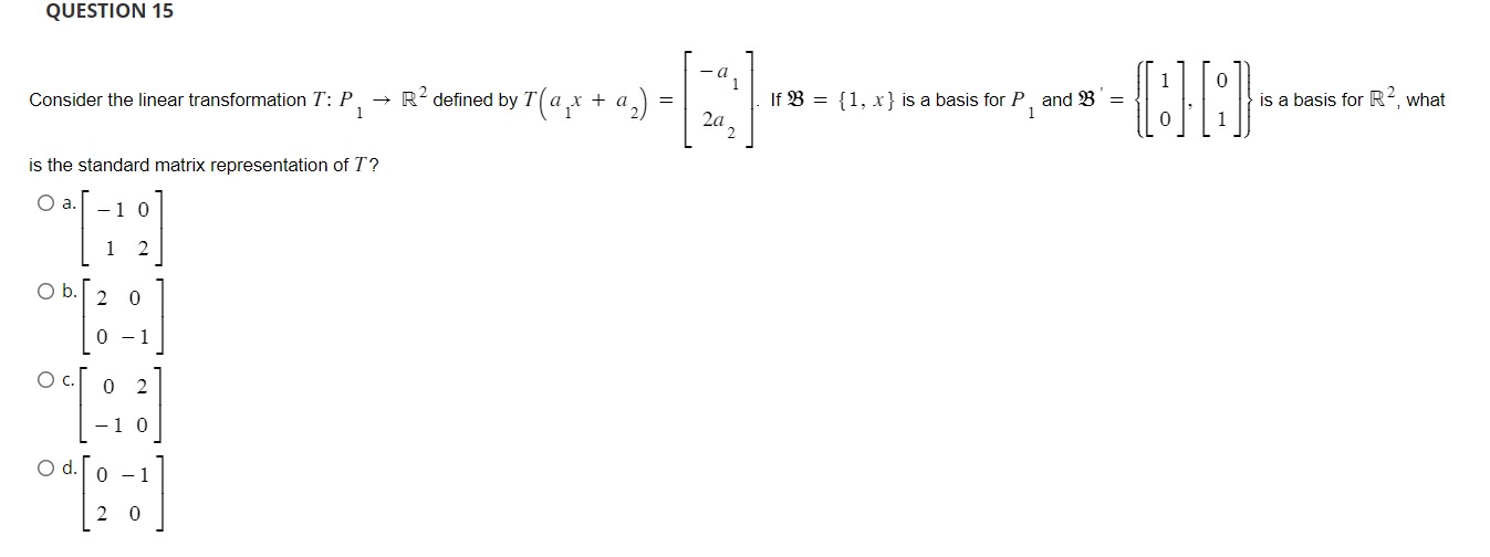 Solved QUESTION 12 What is the null space of matrix | Chegg.com