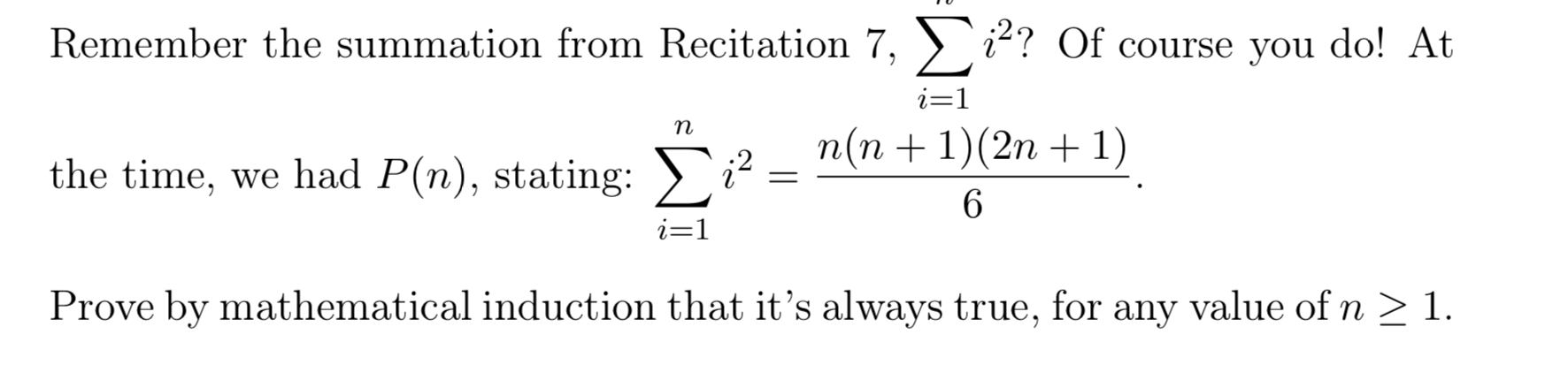 Solved Remember the summation from Recitation 7, Liz? Of | Chegg.com