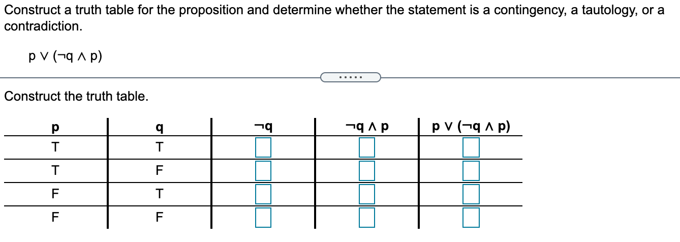 Solved Construct a truth table for the proposition and | Chegg.com