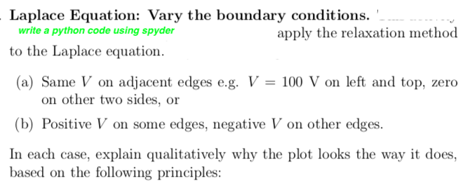 Laplace Equation: Vary the boundary conditions. write | Chegg.com