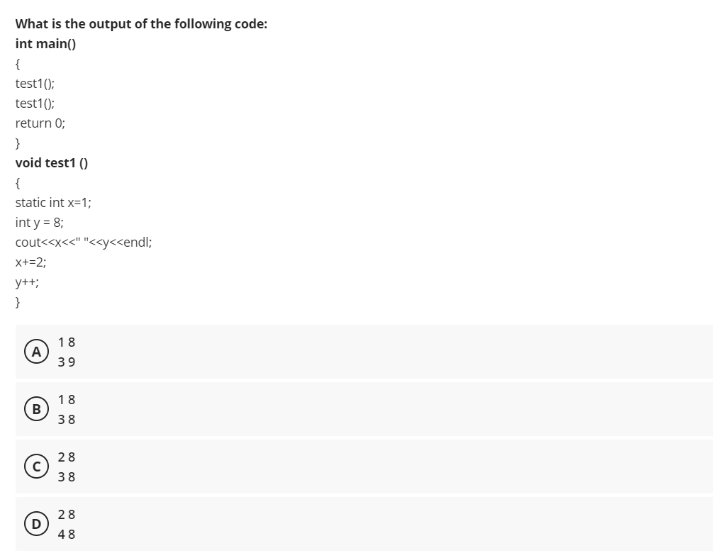 Solved What is the output of the following code: int main() | Chegg.com