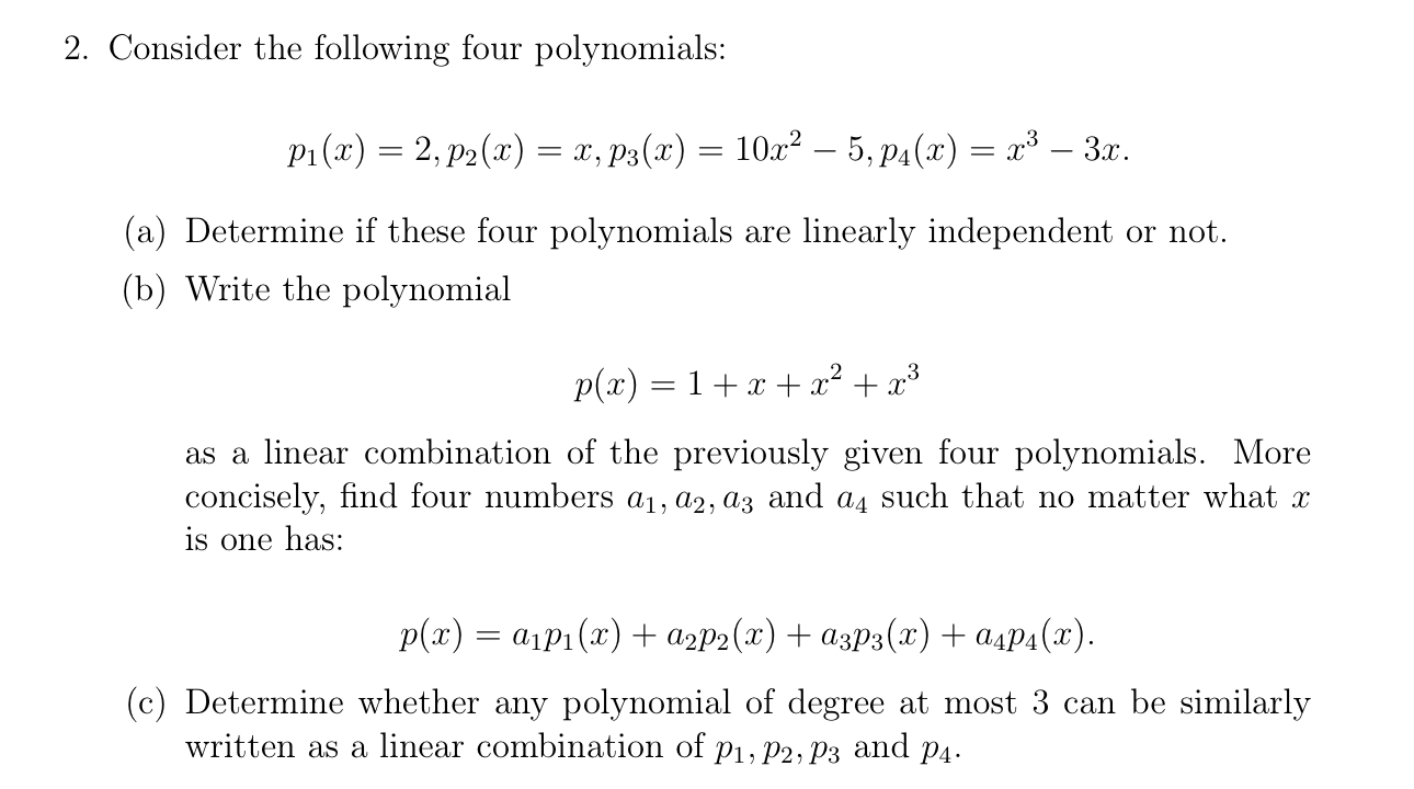 Solved Consider the following four | Chegg.com