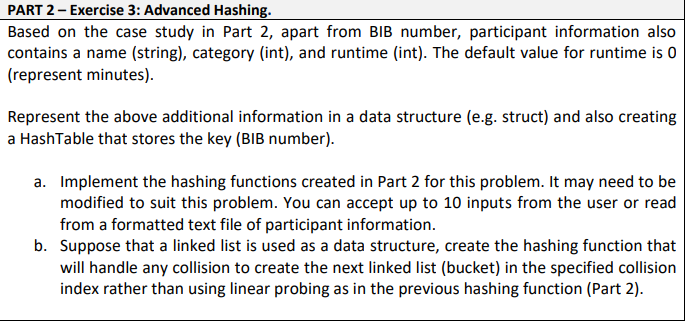 Solved PART 2 - Exercise 1 - Hashing sed on the example | Chegg.com