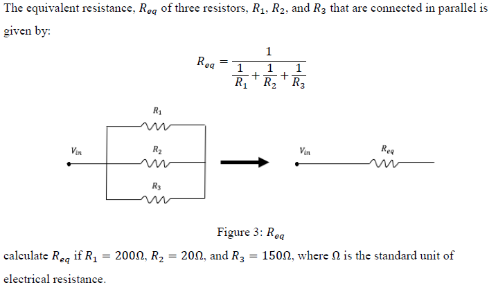 Solved The equivalent resistance, Req of three resistors, | Chegg.com
