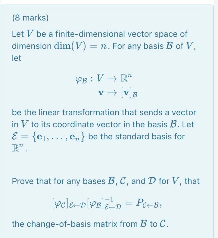 Let V be a finite-dimensional vector space of | Chegg.com