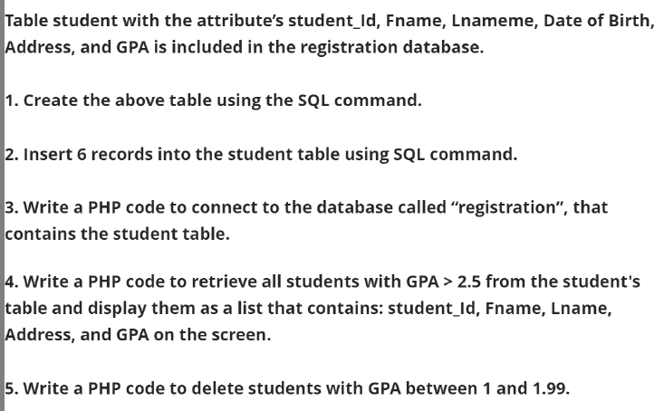 Solved Table student with the attribute's student_id, Fname, | Chegg.com