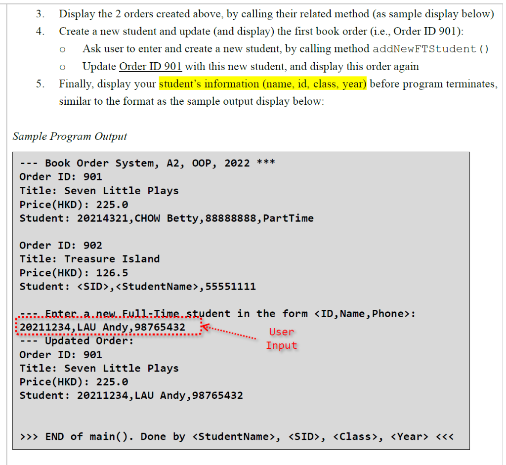 Class BkOrderSys [6 marks] Create a public Java class | Chegg.com