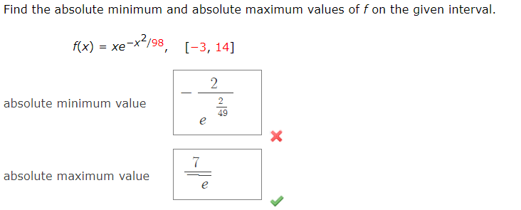 Solved Find the absolute minimum and absolute maximum values | Chegg.com