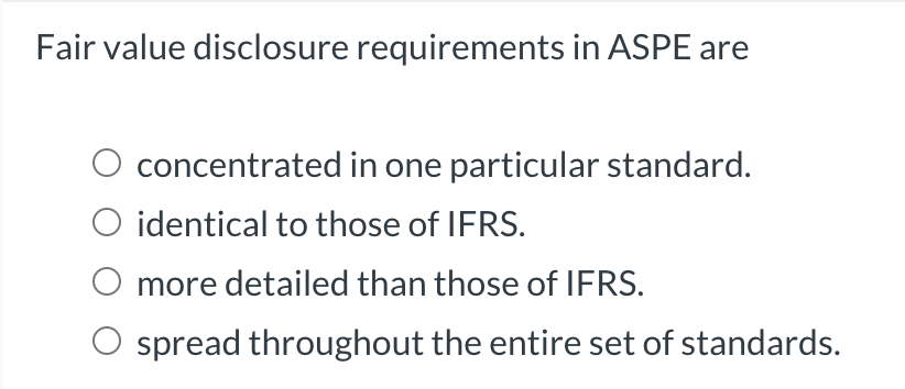 Solved Fair value disclosure requirements in ASPE | Chegg.com
