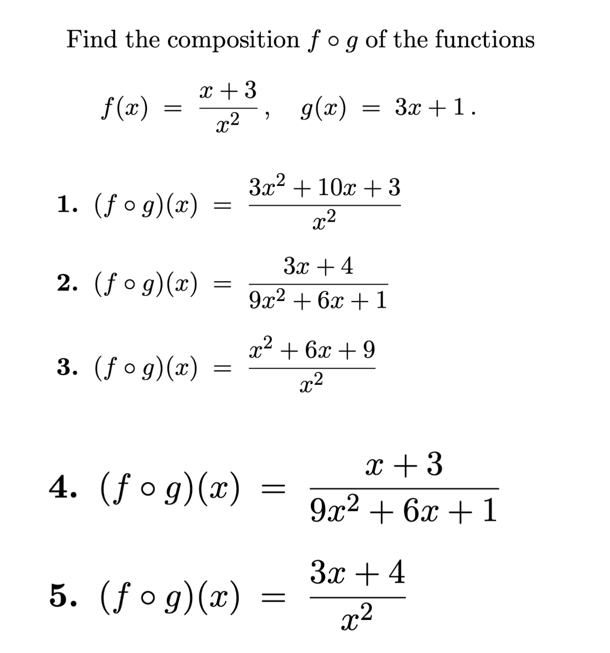 Solved Find the composition f@g ﻿of the | Chegg.com