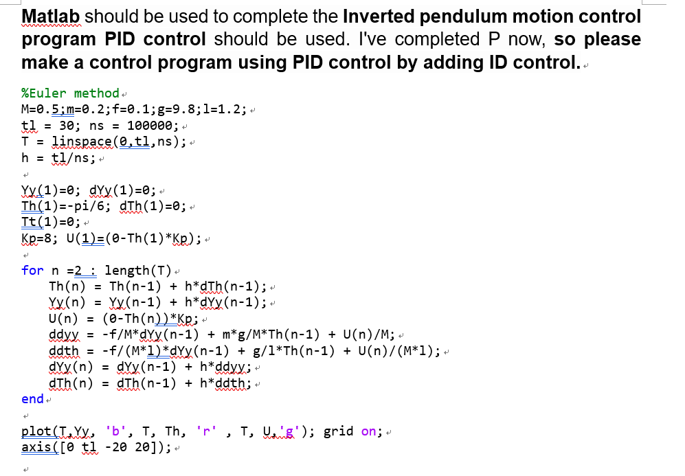 Solved Matlab should be used to complete the Inverted | Chegg.com