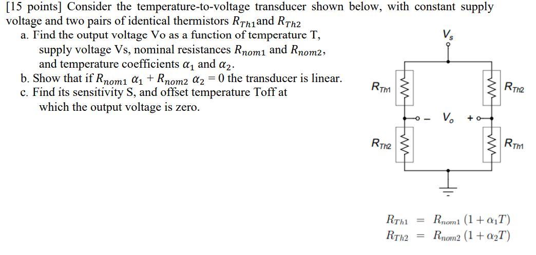 Solved [15 points] Consider the temperature-to-voltage | Chegg.com
