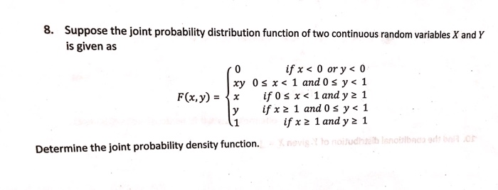 Solved Suppose the joint probability distribution function | Chegg.com