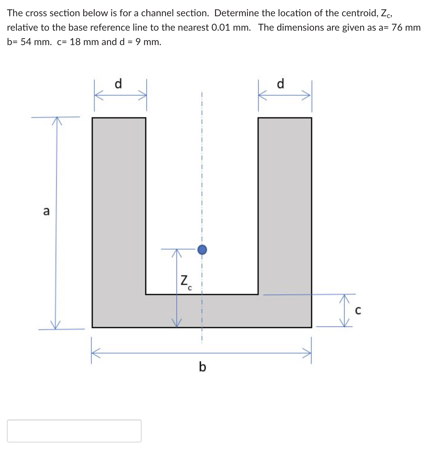 Solved The cross section below is for a channel section. | Chegg.com