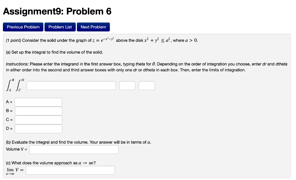 Solved Assignment9: Problem 6 Previous Problem Problem List | Chegg.com