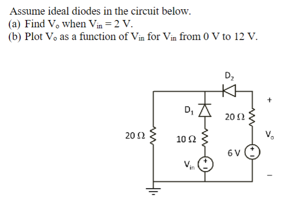 Solved Assume ideal diodes in the circuit below. (a) Find V0 | Chegg.com