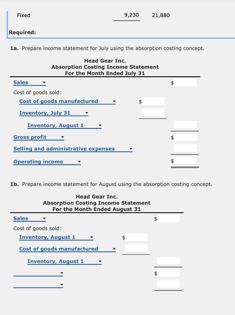 Solved 18. PR.07.03B.ALGO (Algorithmic) Absorption and | Chegg.com
