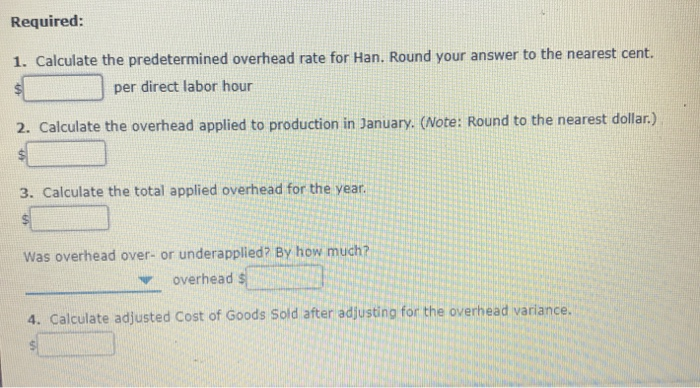 Solved Calculating the Predetermined Overhead Rate, Applying | Chegg.com