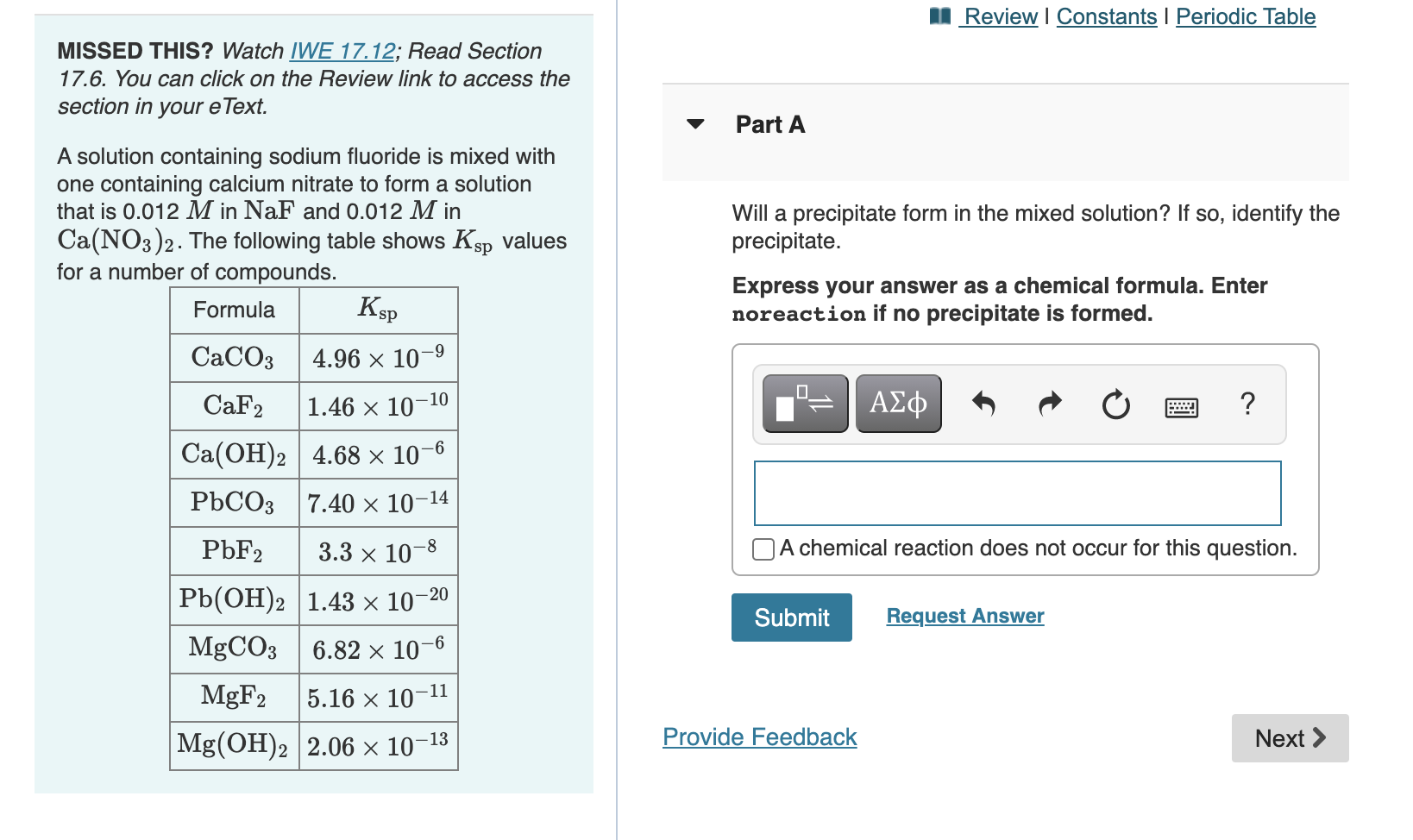 Solved 1 Review | Constants | Periodic Table MISSED THIS? | Chegg.com