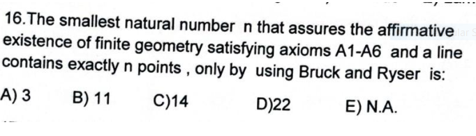 Solved 16.The smallest natural number n that assures the | Chegg.com