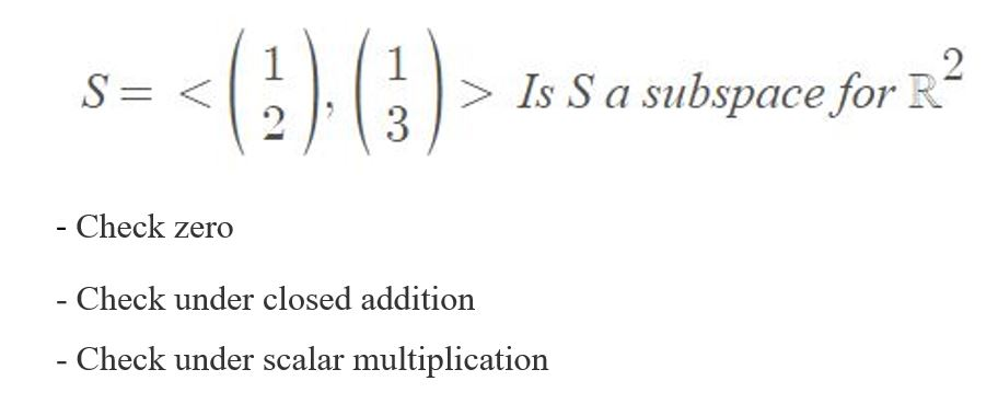 Solved 2 S= Is S a subspace for R - Check zero - | Chegg.com