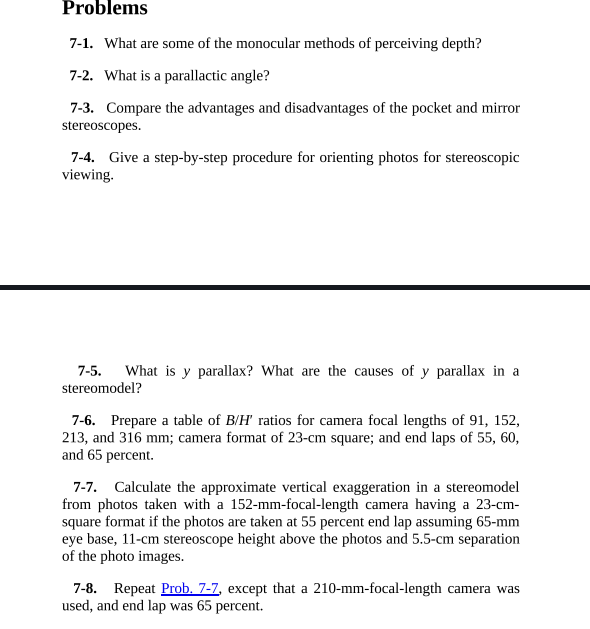Solved Problems 7-1. What are some of the monocular methods | Chegg.com