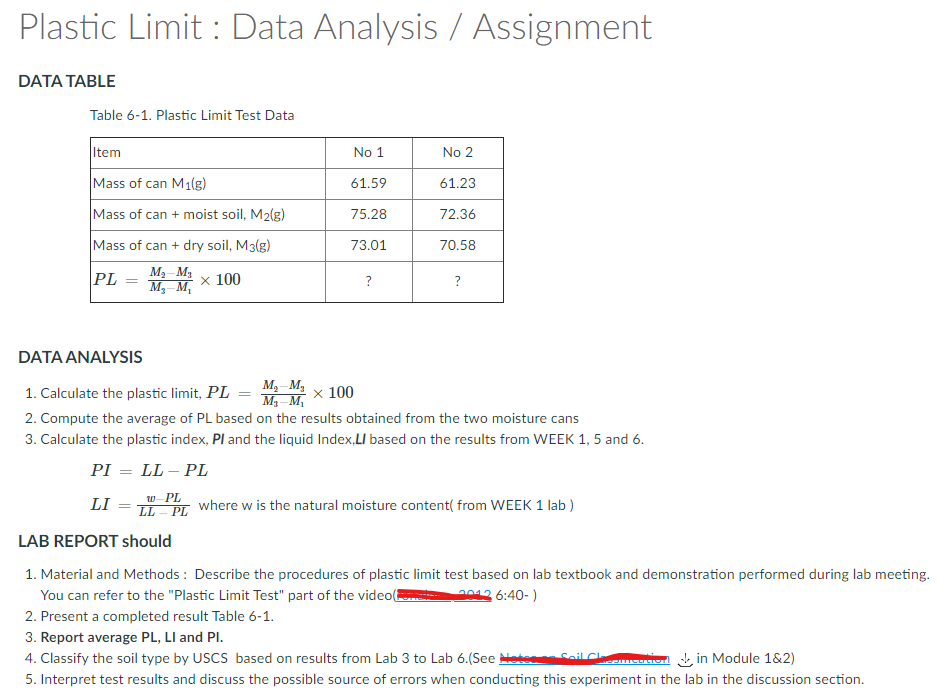 Solved DATA TABLE Table 5-1. Liquid Limit Test Data - | Chegg.com