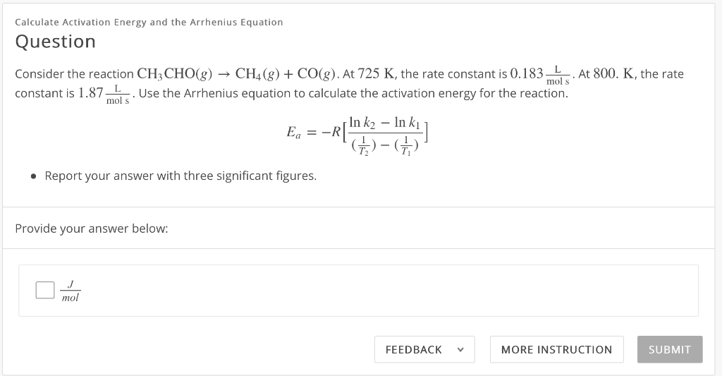 Solved Calculate Activation Energy and the Arrhenius | Chegg.com