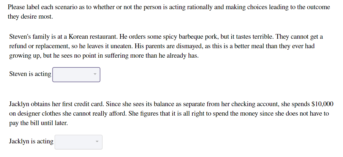 Solved Please label each scenario as to whether or not the | Chegg.com