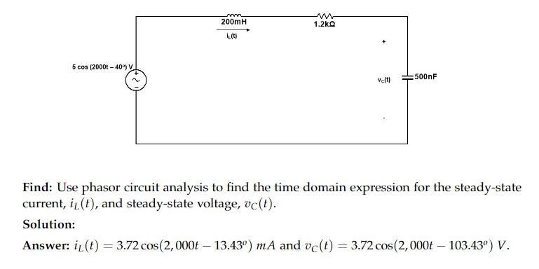 Solved Find: Use phasor circuit analysis to find the time | Chegg.com