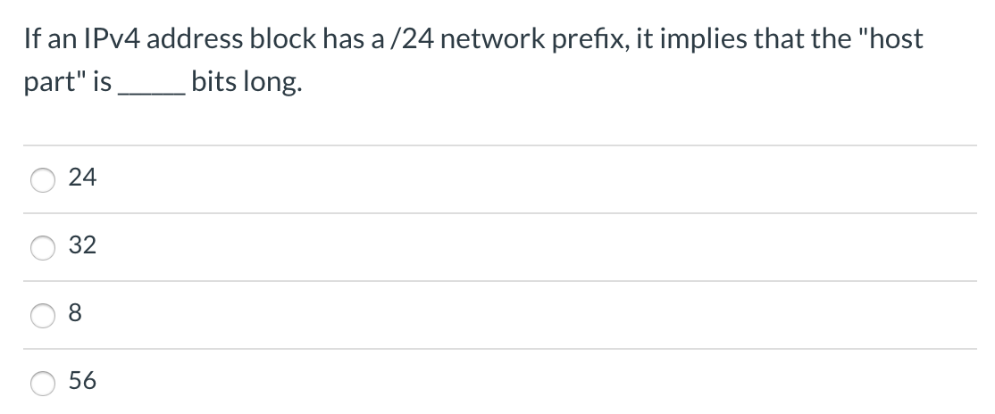 Solved bits represent the A network prefix of /20 implies | Chegg.com