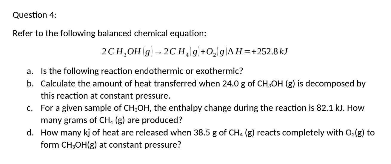Solved Refer to the following balanced chemical equation: | Chegg.com