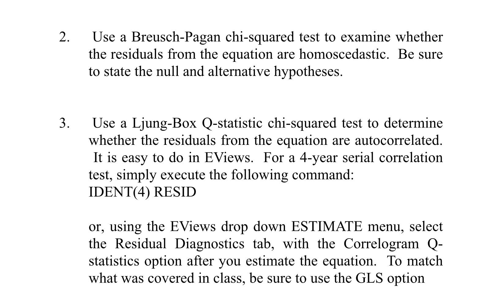 Solved Use a Breusch-Pagan chi-squared test to examine | Chegg.com