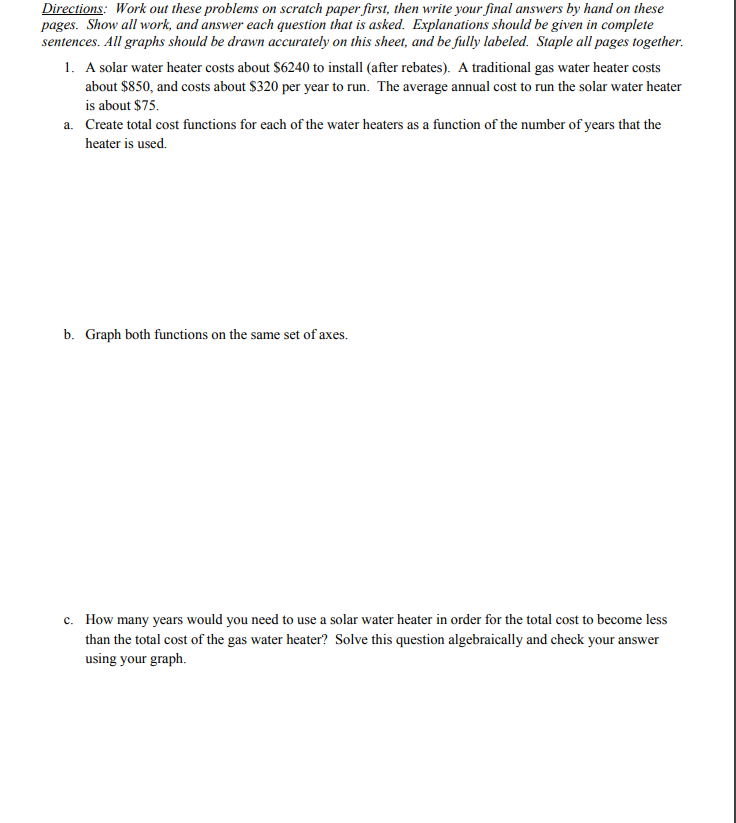 Solved Directions: Work out these problems on scratch paper | Chegg.com