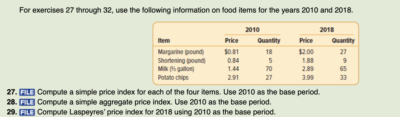 Solved For exercises 27 through 32, use the following | Chegg.com