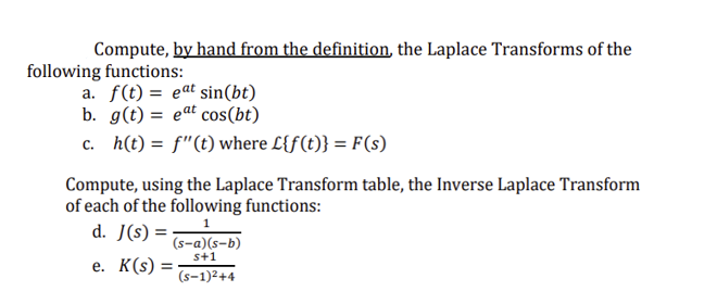 Solved Compute, by hand from the definition the Laplace | Chegg.com