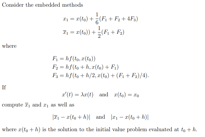 Solved Consider the embedded methods | Chegg.com
